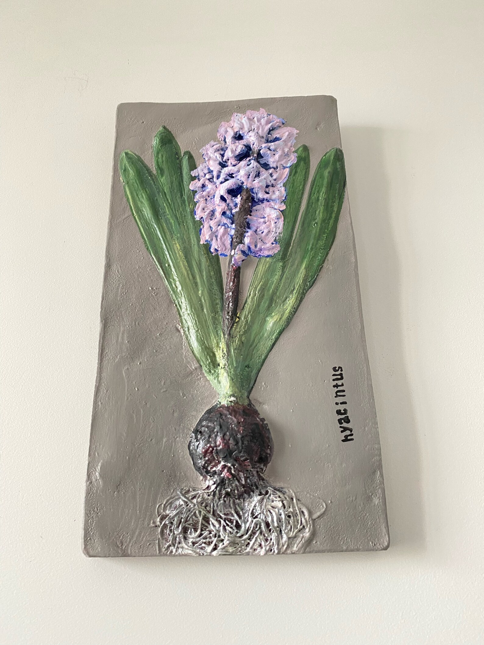 Original Gypsum Bas-relief, Wall Hanging, Hyacinth, Botanical Wall ...