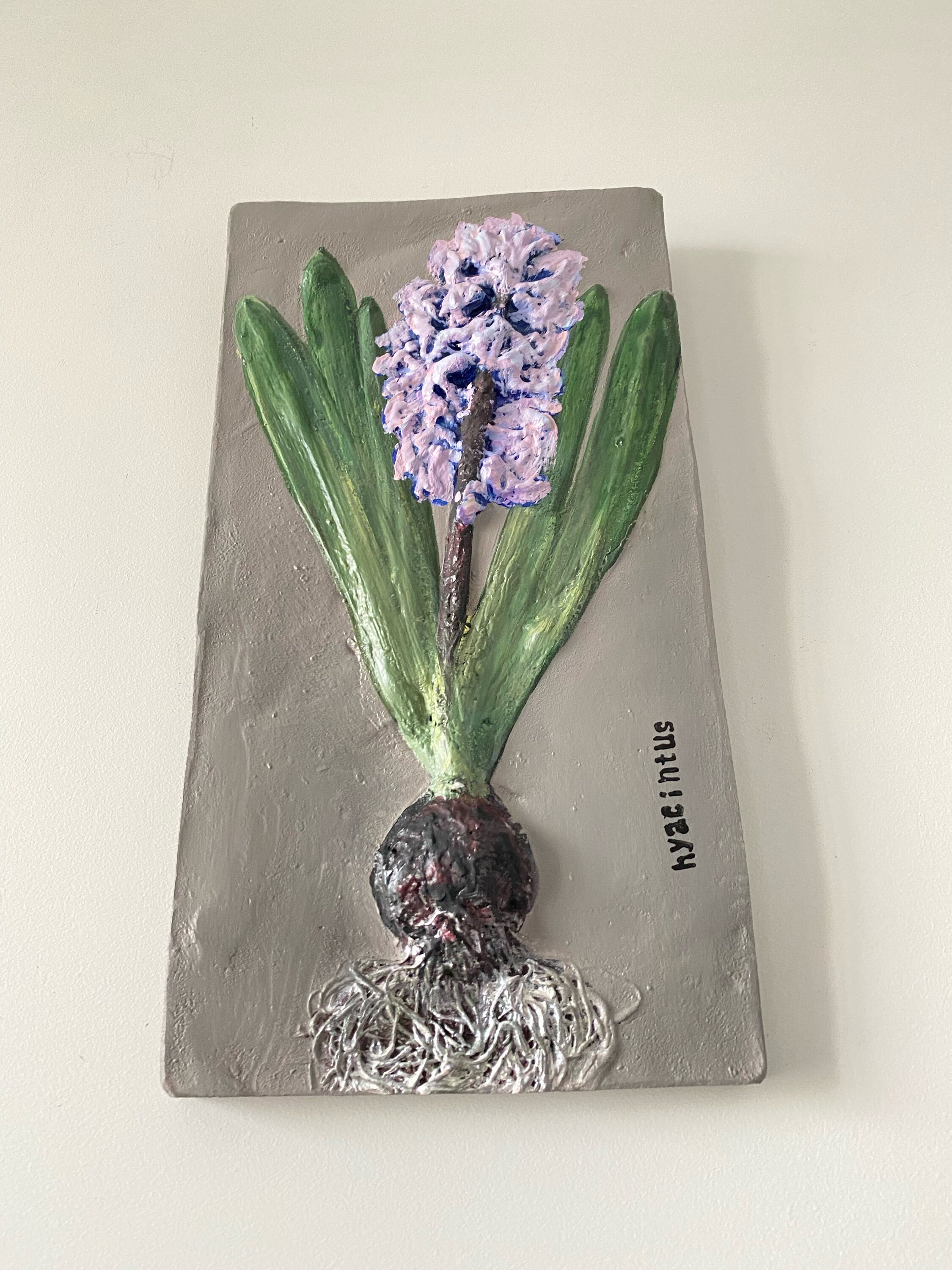 Original Gypsum Bas-relief, Wall Hanging, Hyacinth, Botanical Wall ...