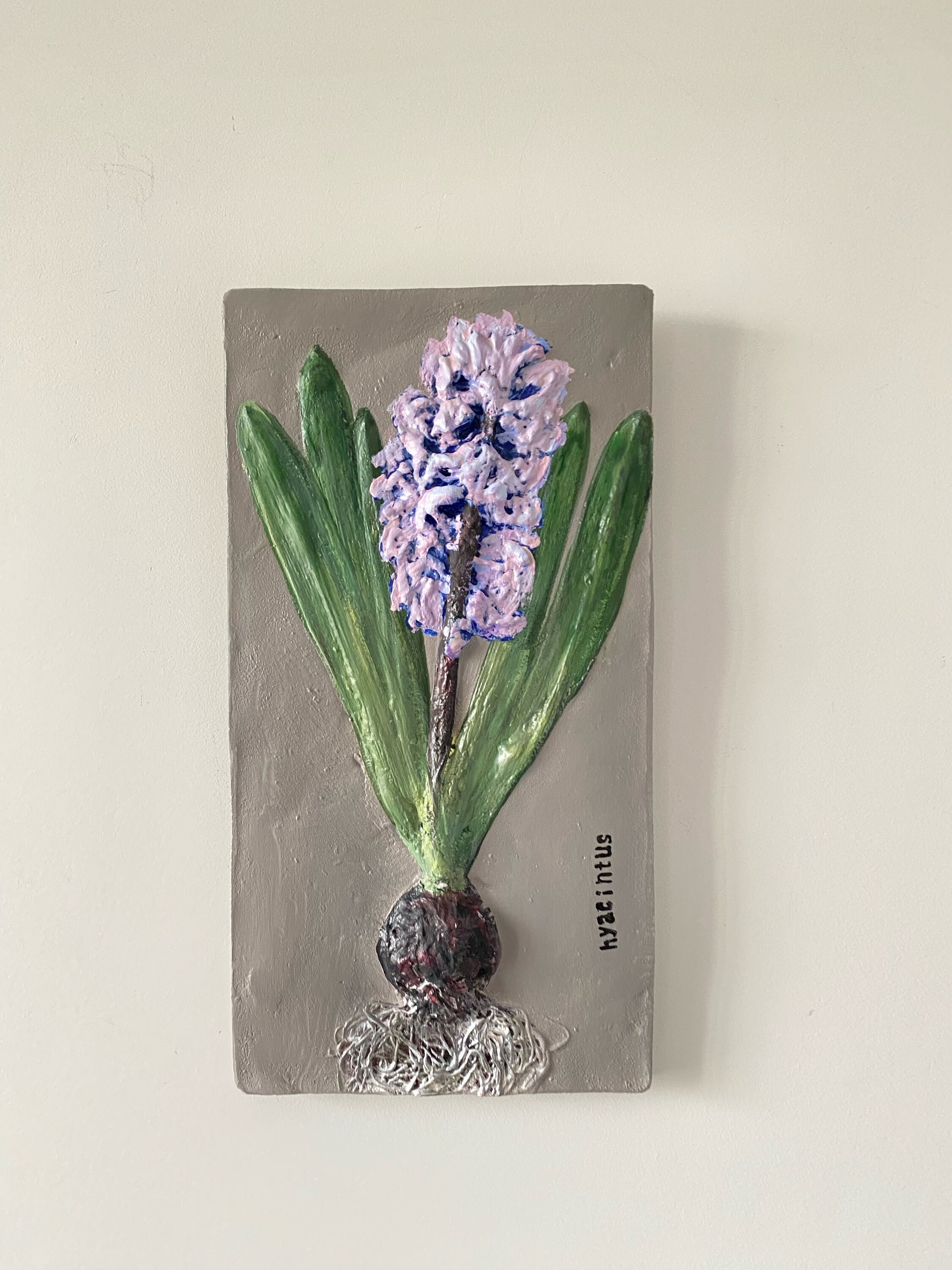 Original Gypsum Bas-relief, Wall Hanging, Hyacinth, Botanical Wall ...