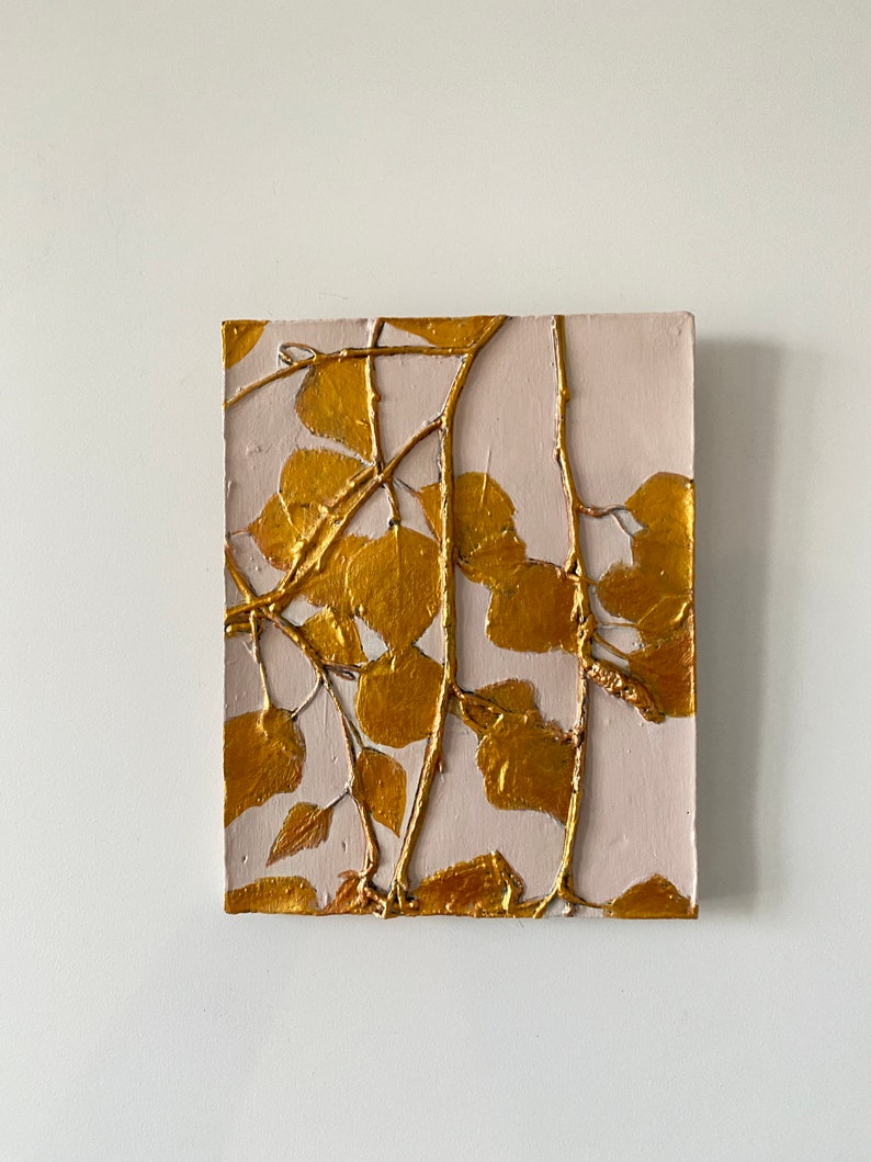 Original Gypsum Bas-relief, Wall Hanging, Birch Leaves, Botanical Wall ...