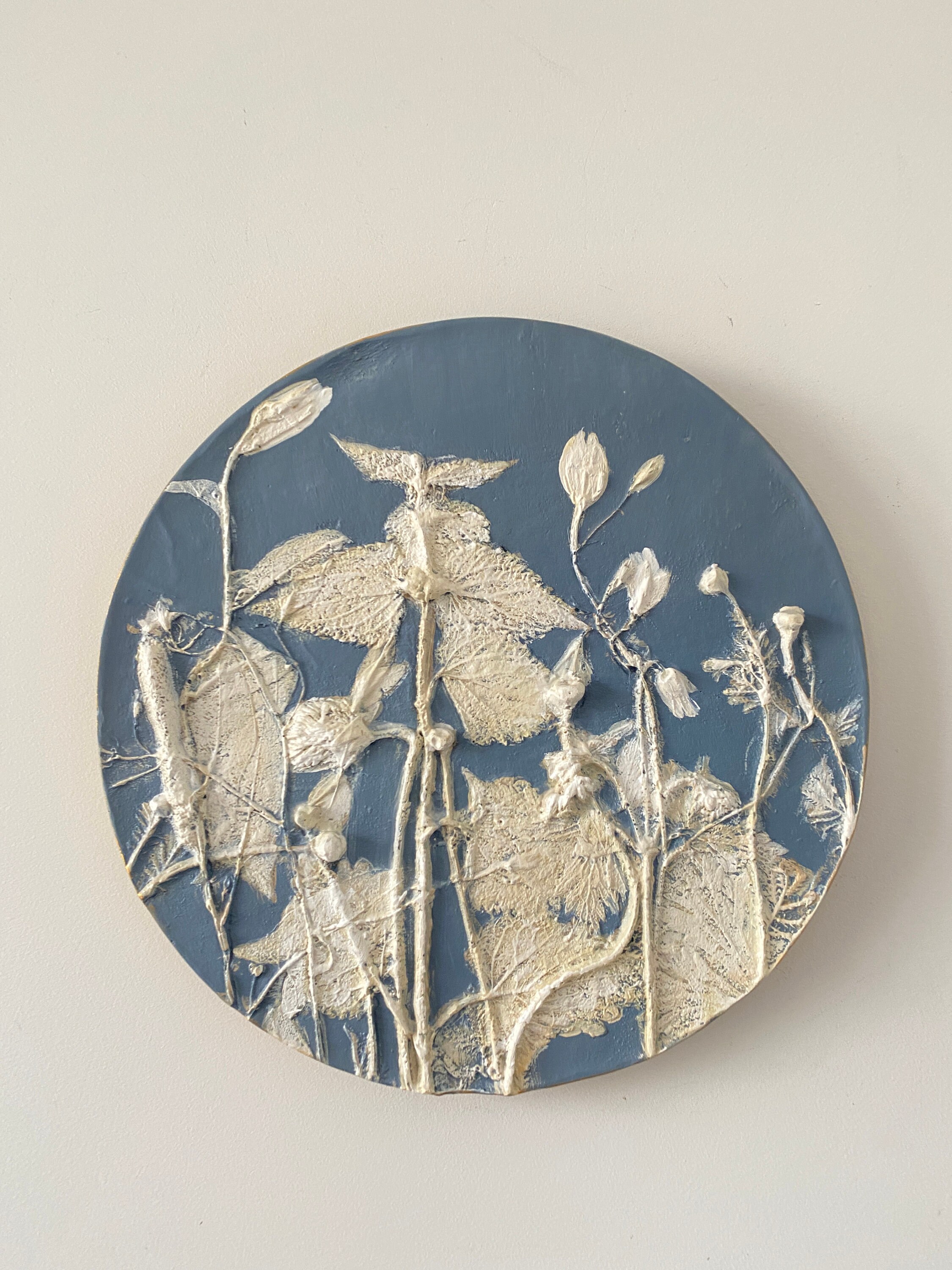 Original Gypsum Bas-relief, Wall Hanging, Wild Flowers, Botanical Wall ...