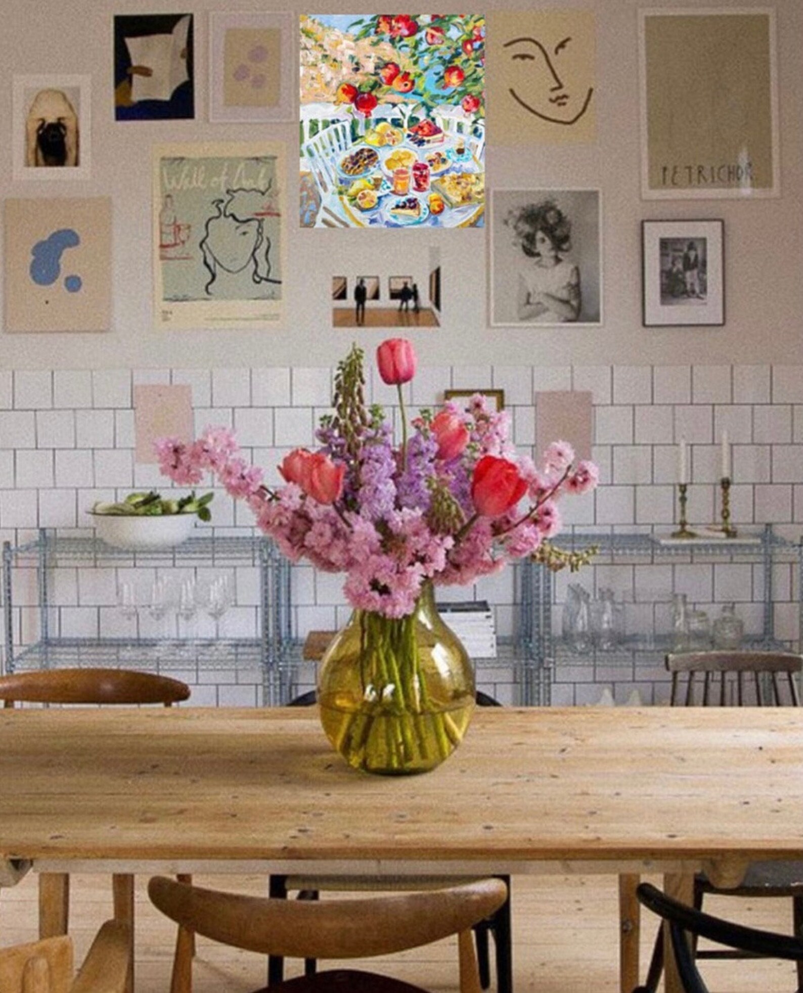 Made to Order Painting, Breakfast Under Pomegranate Tree, Food Art ...