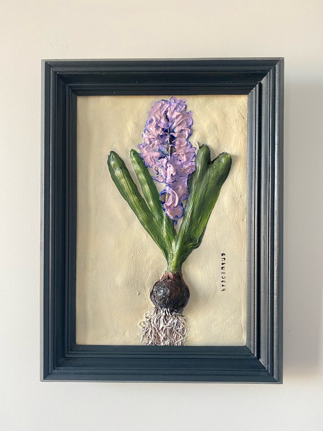 Original Gypsum Bas-relief, Wall Hanging, Hyacinth, Botanical Wall ...