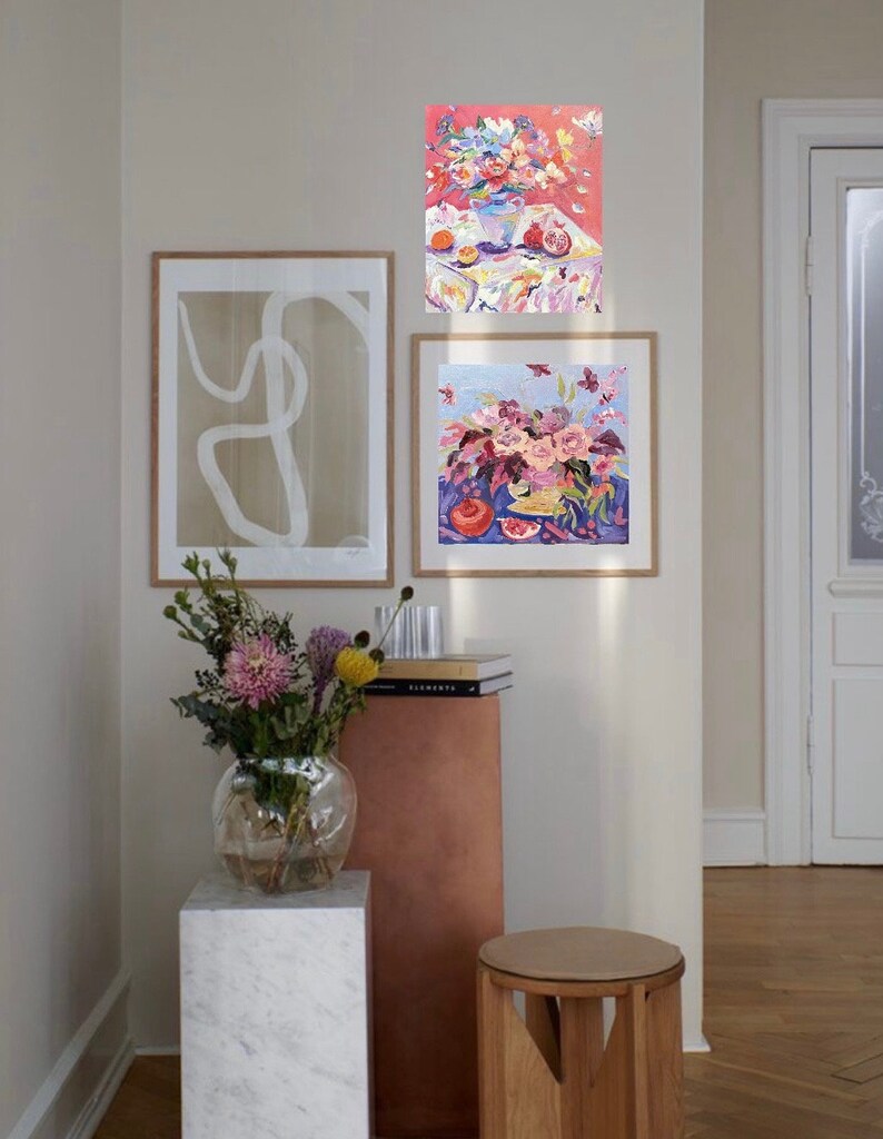 Original Oil Painting on Canvas Panel, Still Life With Roses and ...