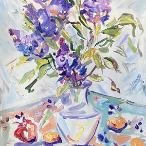 Original Oil Painting on Canvas, Lilac and Fruits, Fauvism Art, Matisse ...