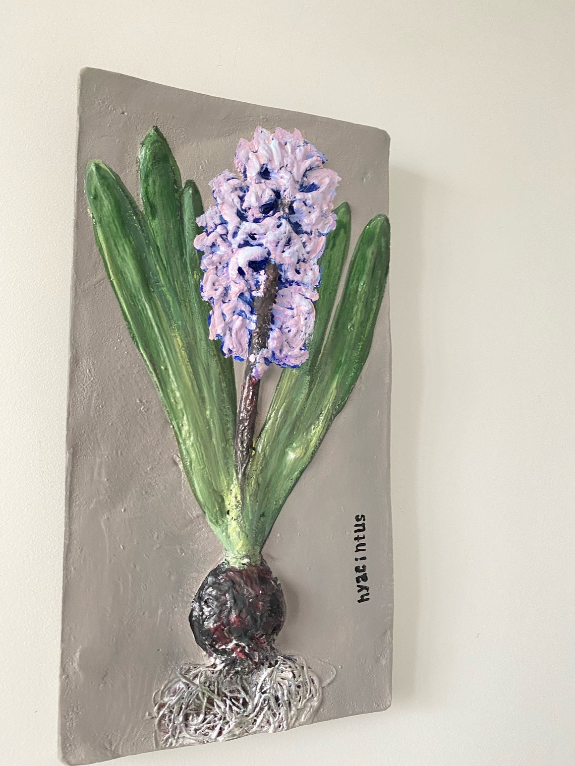 Original Gypsum Bas-relief, Wall Hanging, Hyacinth, Botanical Wall ...