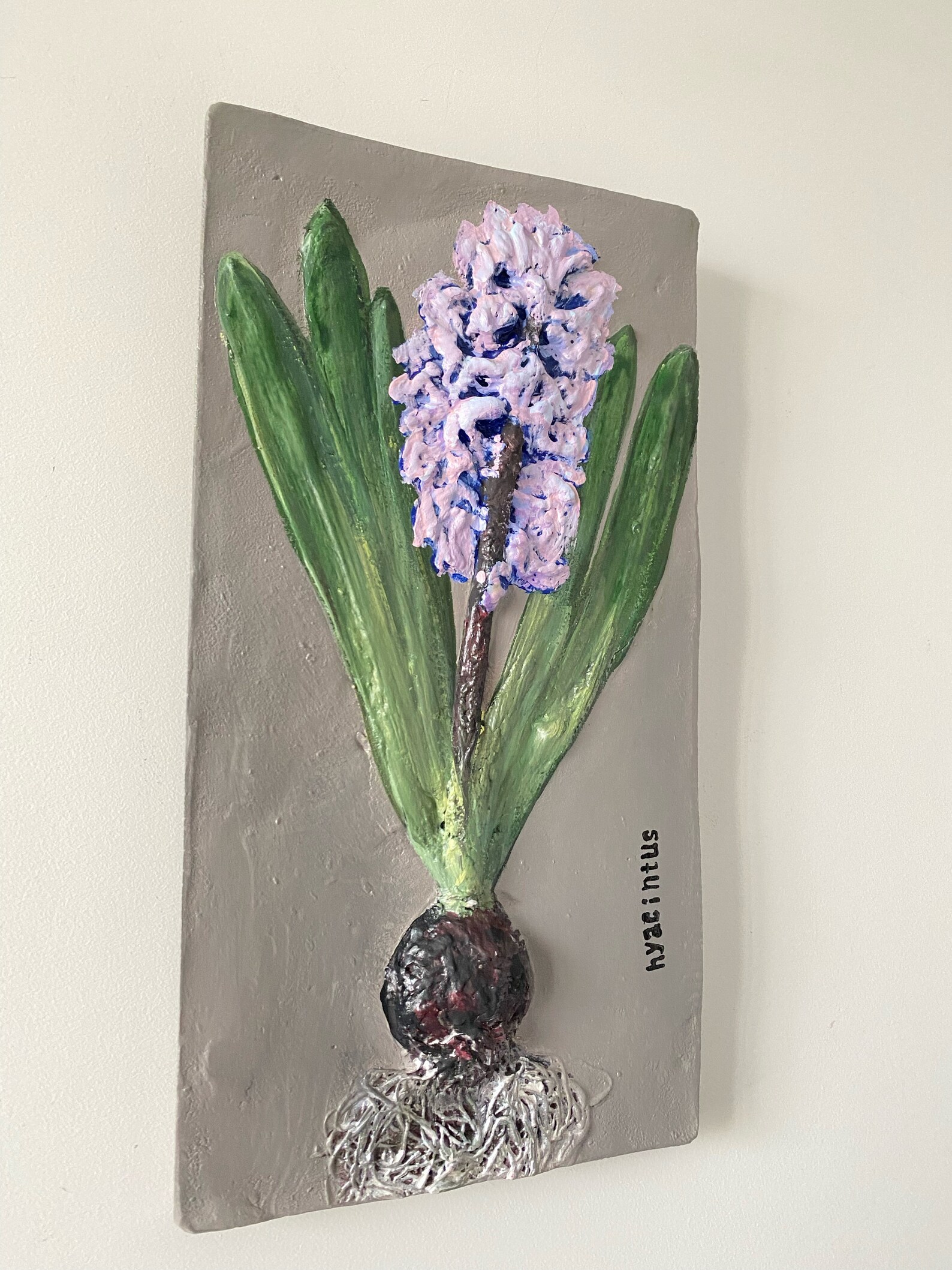 Original Gypsum Bas-relief, Wall Hanging, Hyacinth, Botanical Wall ...