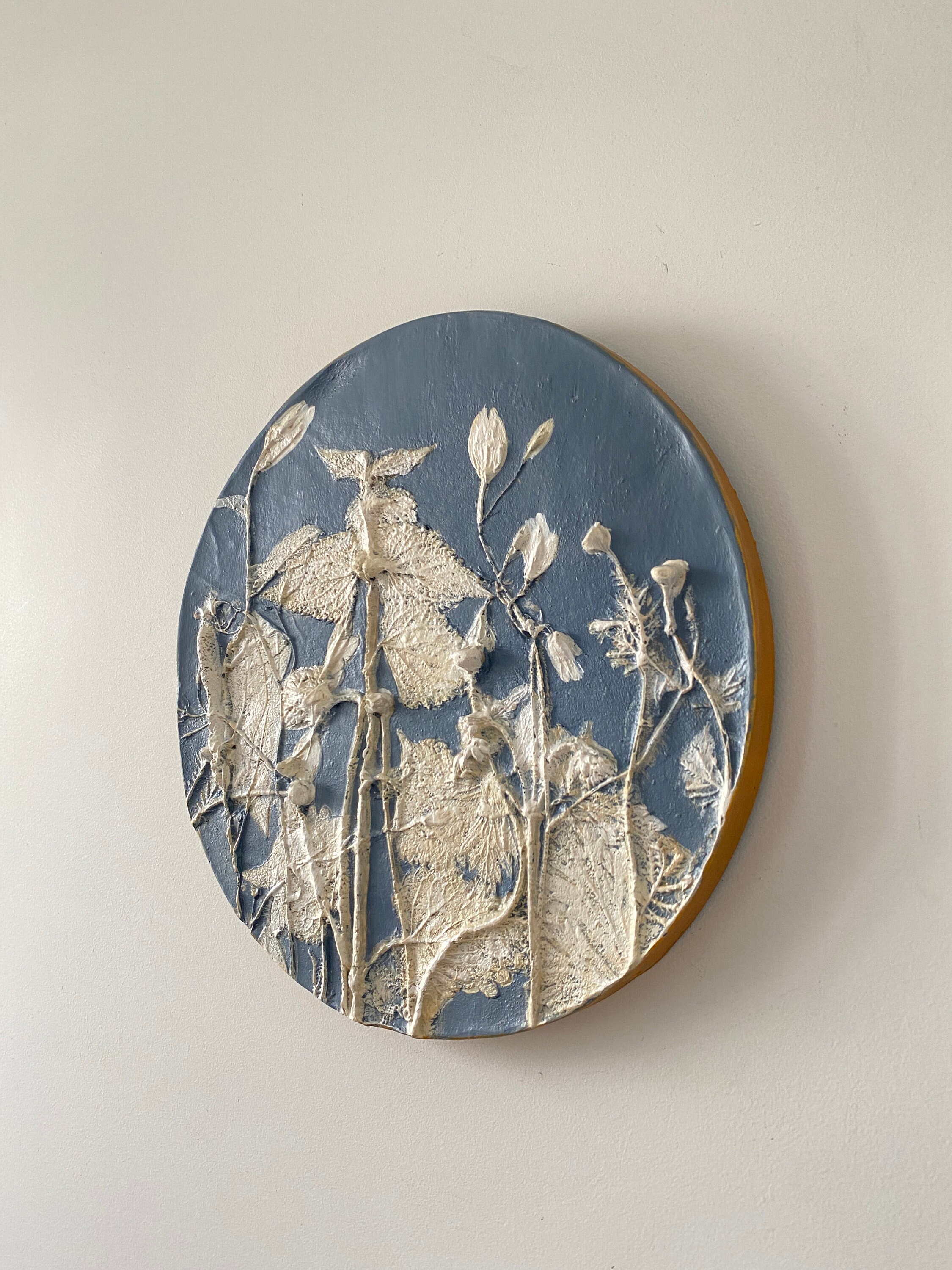 Original Gypsum Bas-relief, Wall Hanging, Wild Flowers, Botanical Wall ...