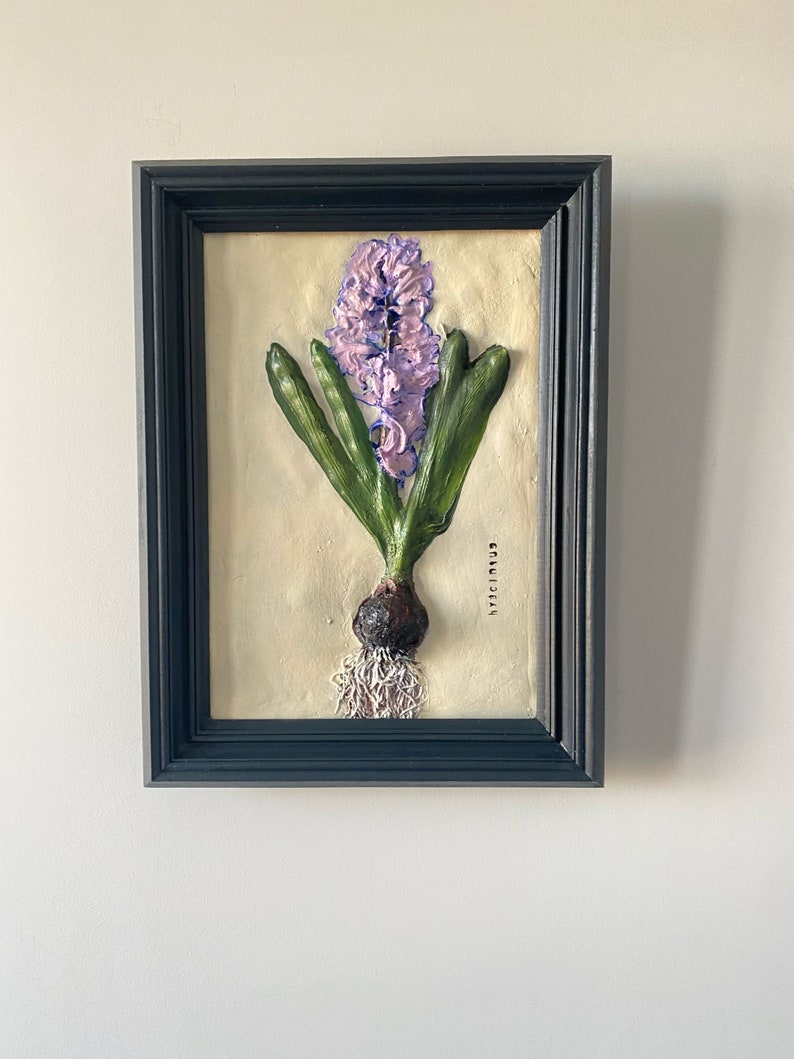 Original Gypsum Bas-relief, Wall Hanging, Hyacinth, Botanical Wall ...
