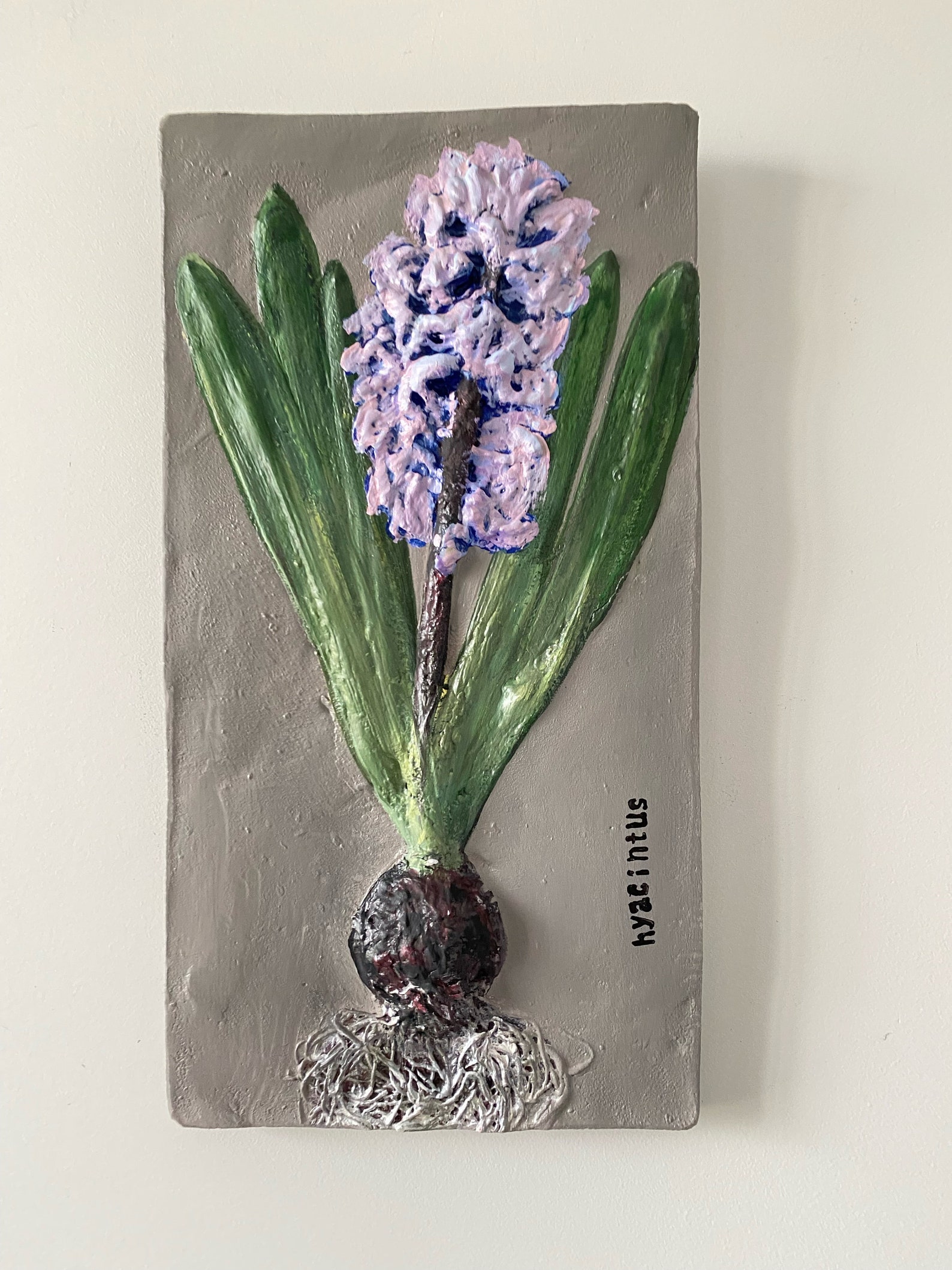 Original Gypsum Bas-relief, Wall Hanging, Hyacinth, Botanical Wall ...