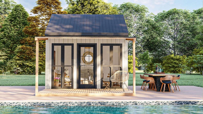 Pool House Plans 10x12, Tiny House Plans, Cottage Plans, Cabin House ...