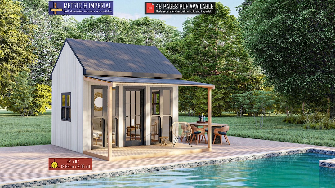 Pool House Plans 10x12, Tiny House Plans, Cottage Plans, Cabin House ...