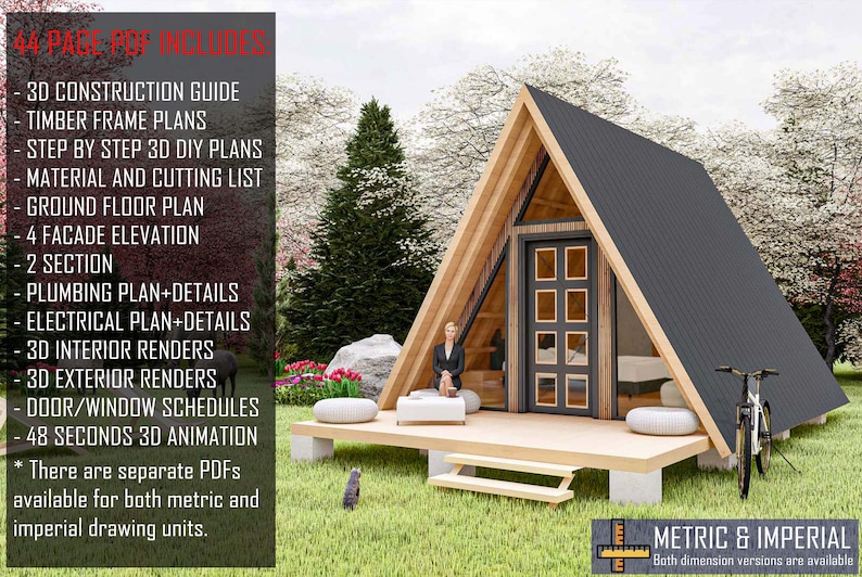 A Frame Cabin Plans 12' X 17' 1 Bedroom 200 SF, A Frame House Plans ...