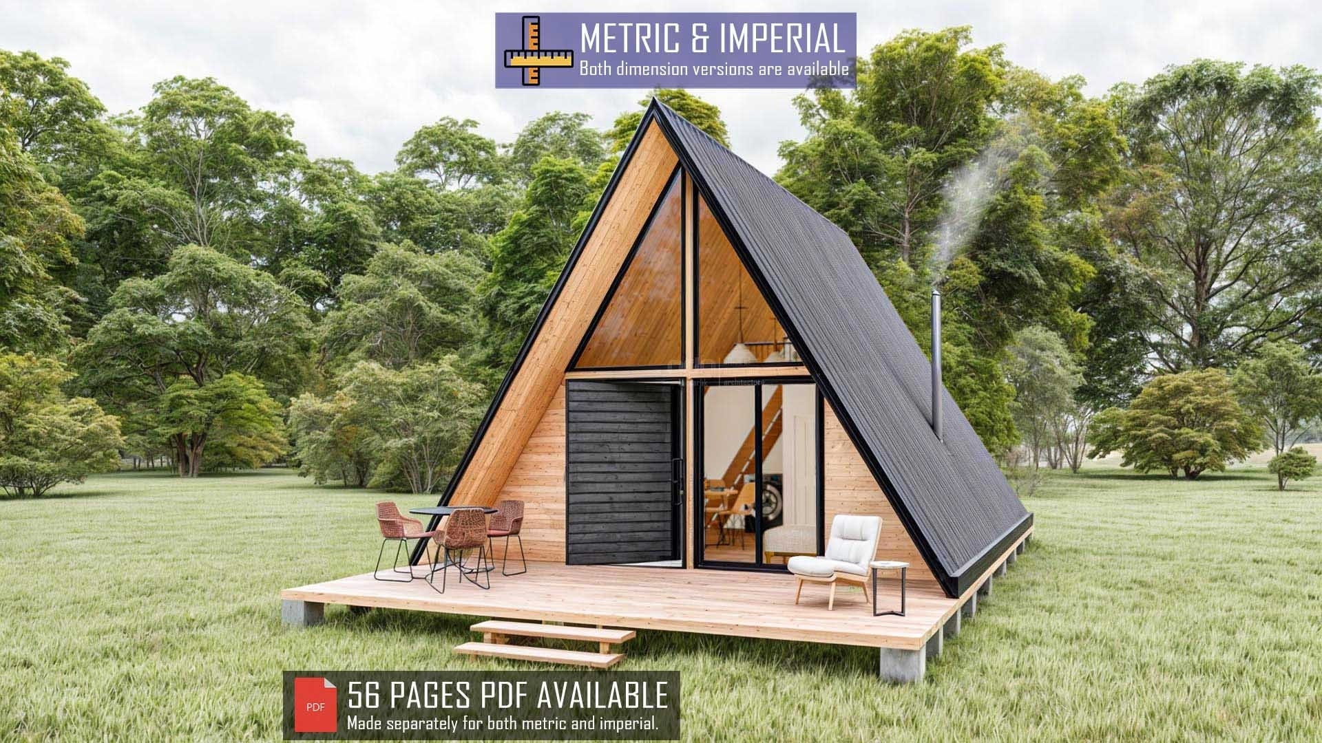 A Frame Cabin Plans 20' X 25', Tiny House Plans, 2 Bedroom 630 SQFT, A ...