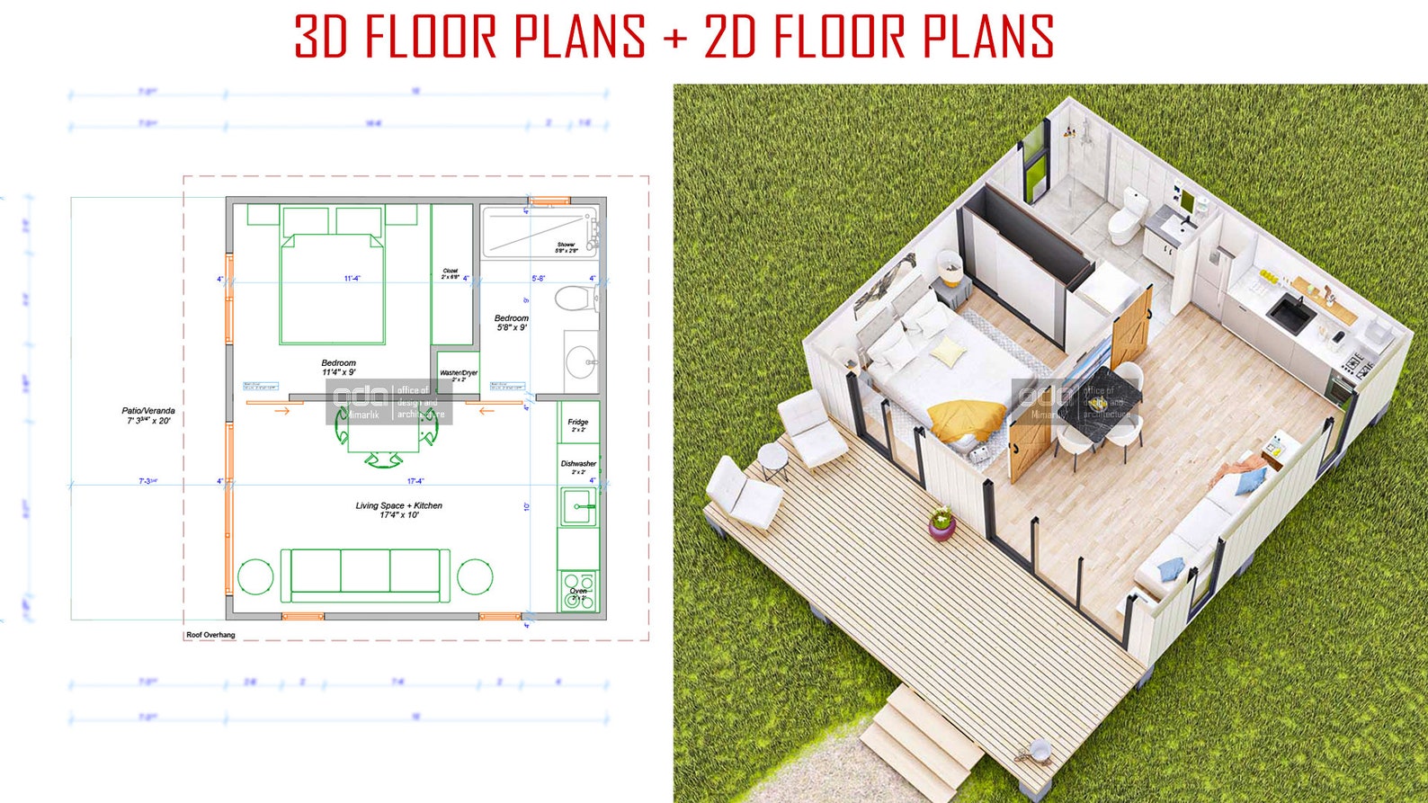 Cabin House Plans 18 X 20, Tiny House Plans, Cabin DIY Plans, Tiny ...