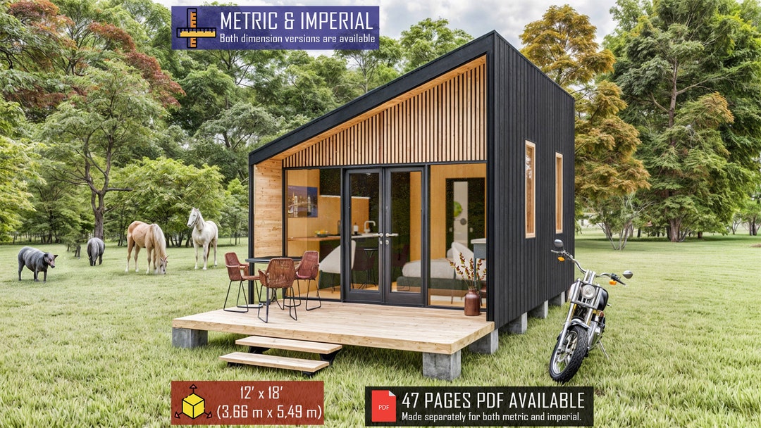 Planos de minicasas de 3,6 x 5,5 metros, planos de cabañas, minicasas ...