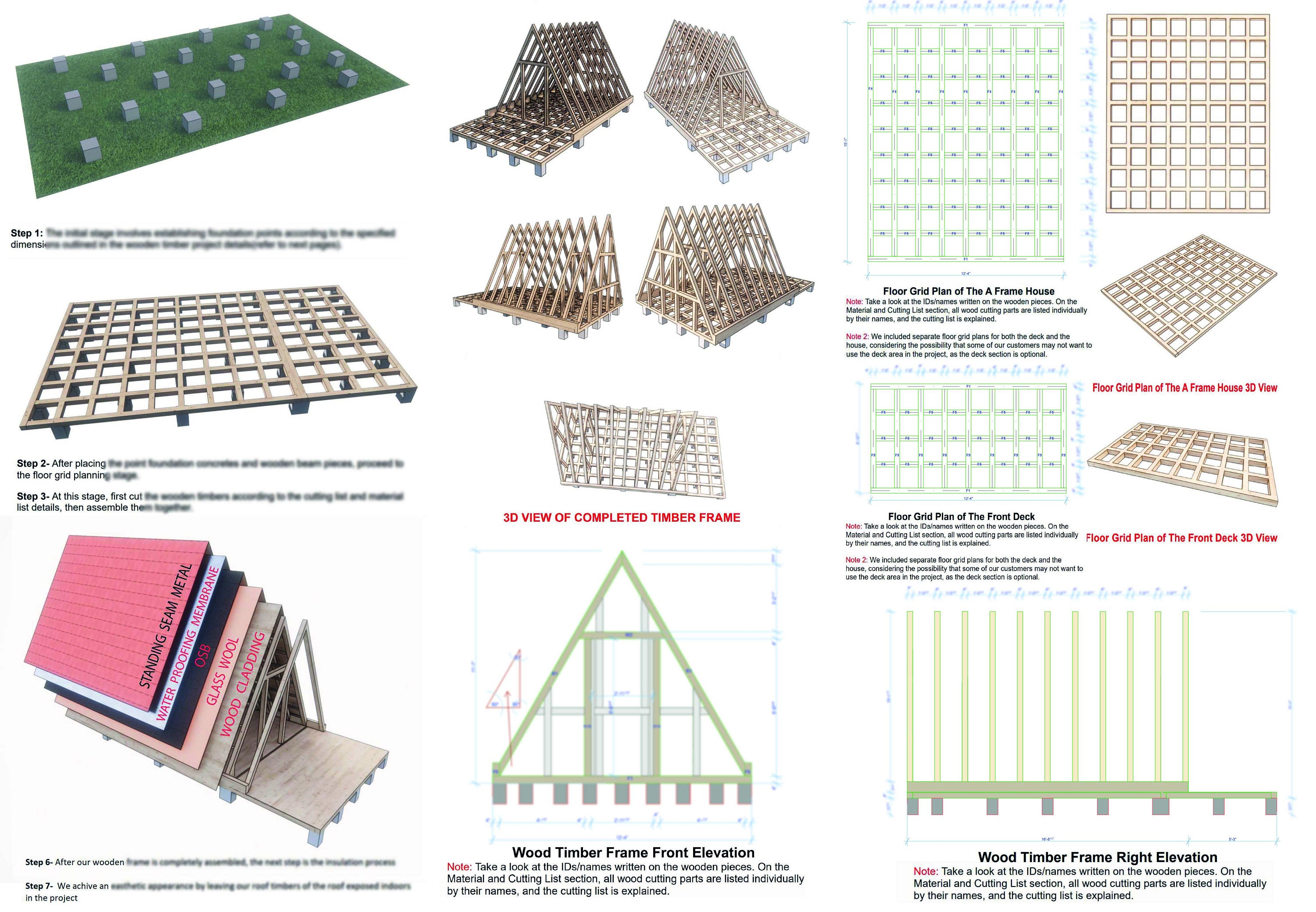 A Frame Cabin Plans 12' X 17' 1 Bedroom 200 SF, A Frame House Plans ...