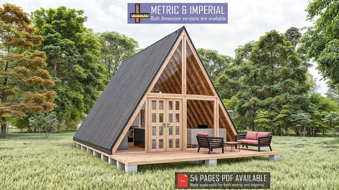 A Frame Cabin Plans 20' X 28' 2 Bedroom 700 SF, A Frame House Plans ...