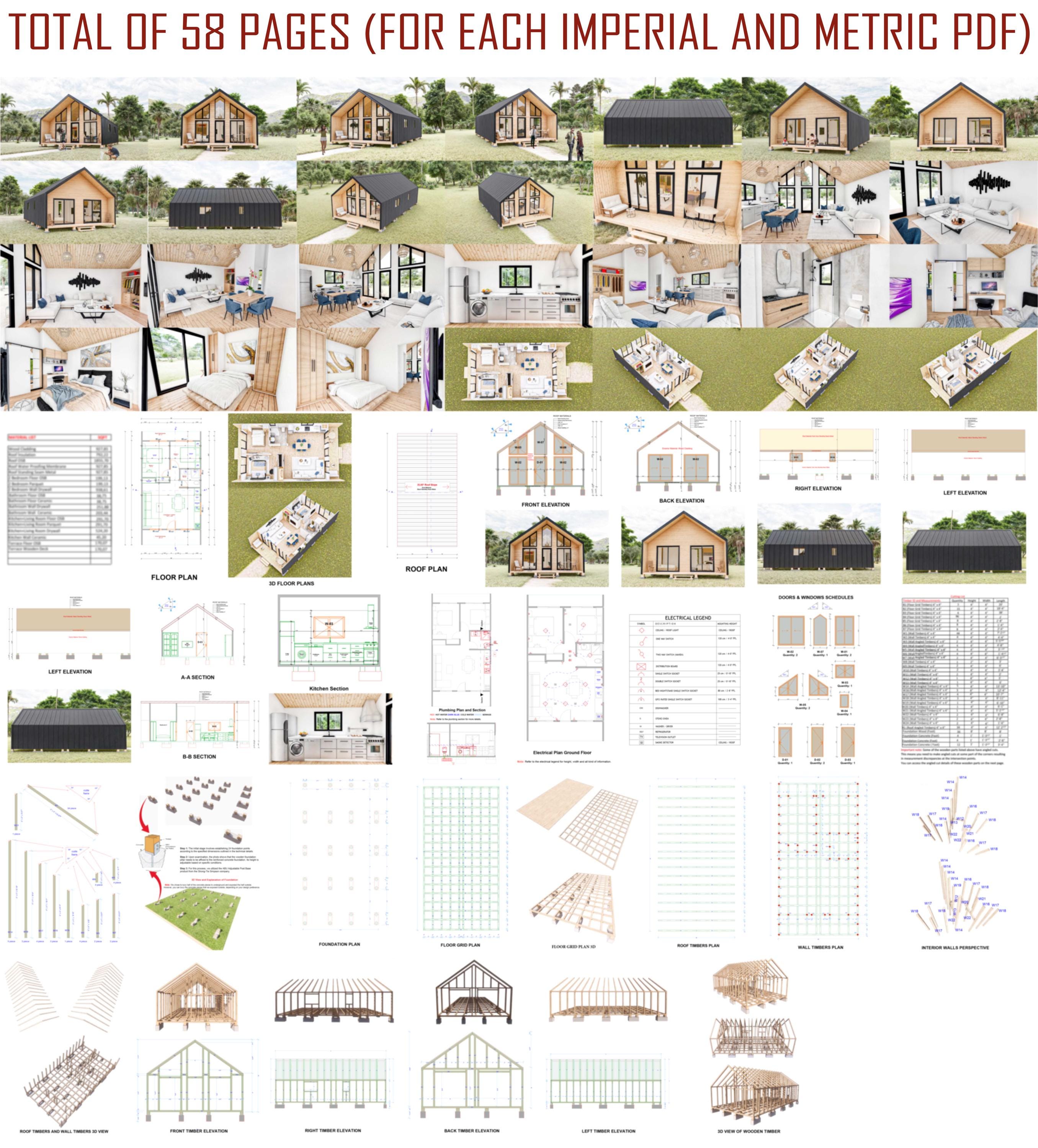 20x38 Nordic Barndominium Plans, Loft Farm House, Tiny House Plan, 760 ...