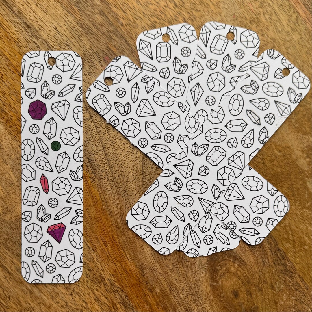 Color Your Own Bookmarks, Gemstone Theme, Set of 5 - Etsy