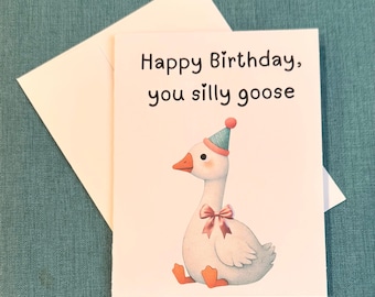 Silly Goose Birthday Card - Dancing Goose Wearing a Birthday Hat ...