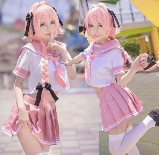 Pink Astolfo Cosplay School Uniform Anime Sailor Dress Fate - Etsy ...