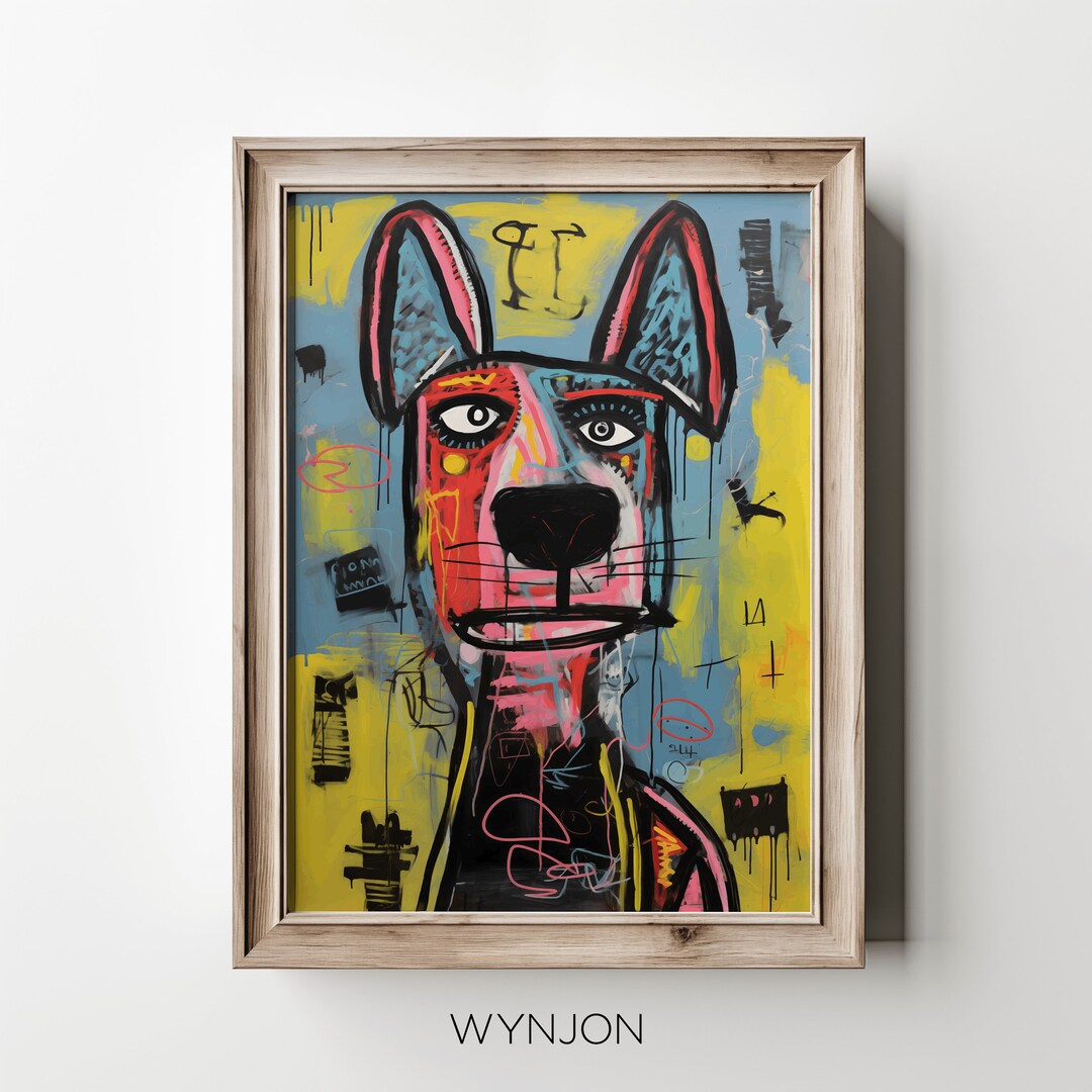 Dog Basquiat Print Abstract Oil Painting Style Wall Art Inspired by ...