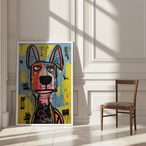 Dog Basquiat Print Abstract Oil Painting Style Wall Art Inspired by ...