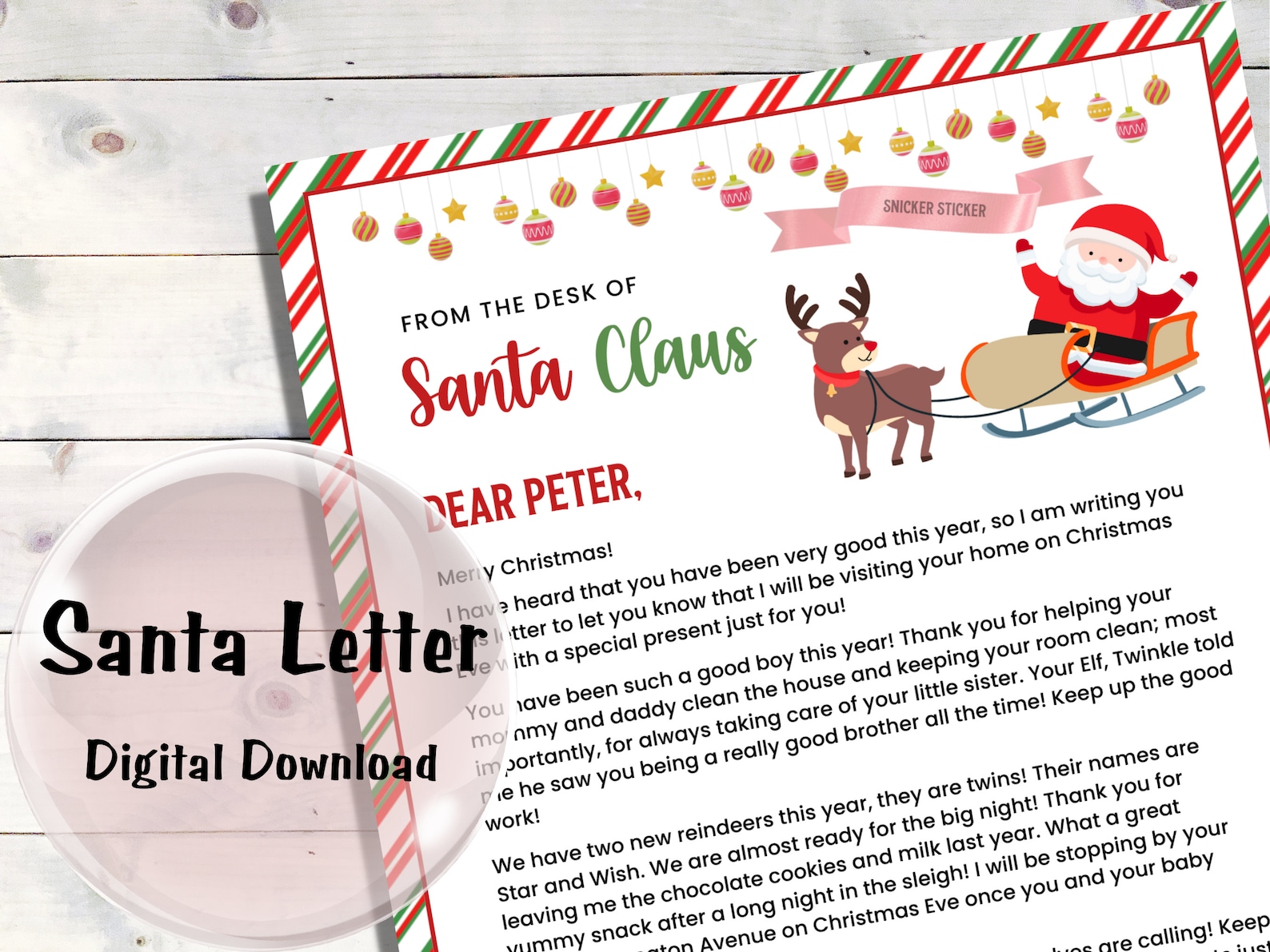 Digital Santa Letter, Christmas Letter, Santa Letter Template, Letter ...