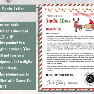 Digital Santa Letter, Christmas Letter, Santa Letter Template, Letter ...