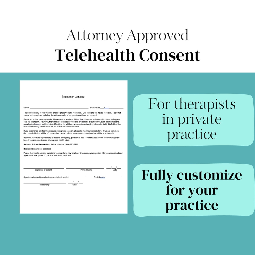 New Client Paperwork - Telehealth Consent - for Therapists in Private ...