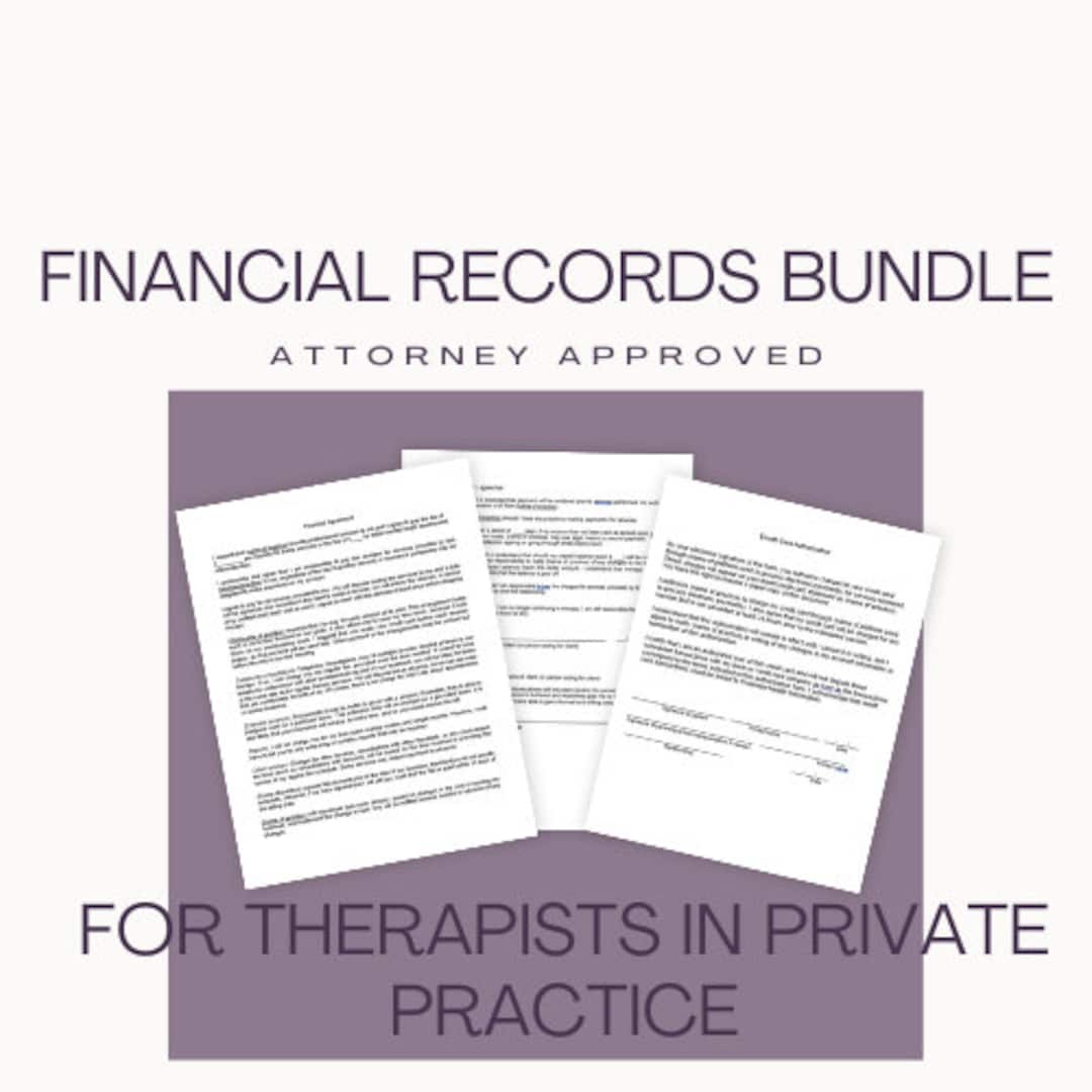 Financial Records Bundle - New Client Paperwork - for Therapists in ...