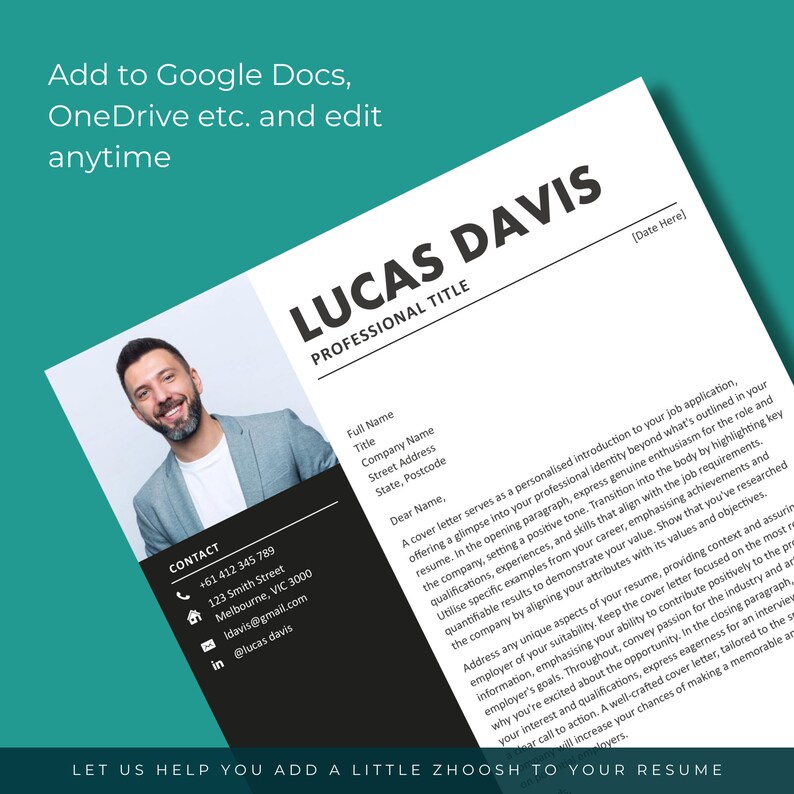 Resume Resume Template Cover Letter Cover Letter Template - Etsy