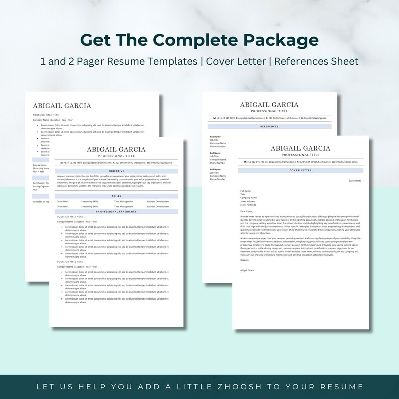 Resume Resume Template Cover Letter Cover Letter Template - Etsy