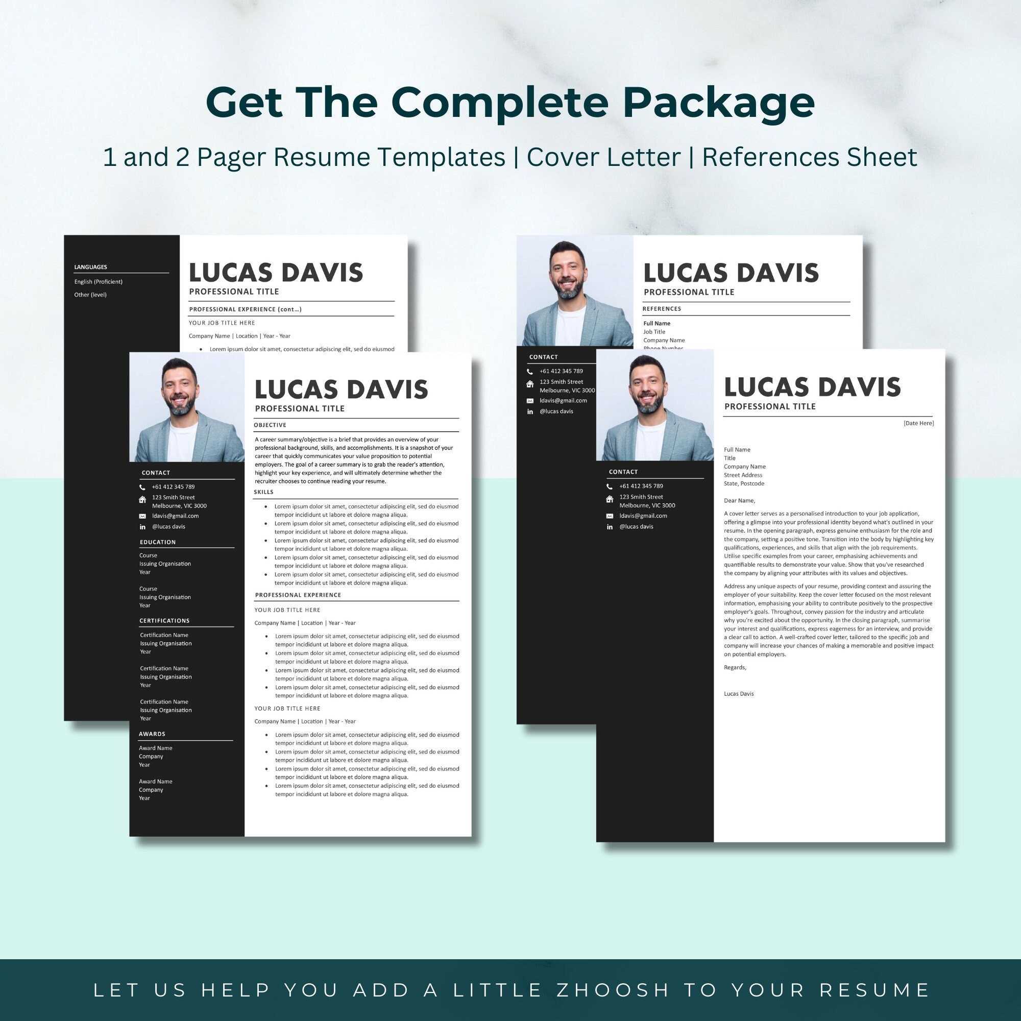 Resume Resume Template Cover Letter Cover Letter Template - Etsy