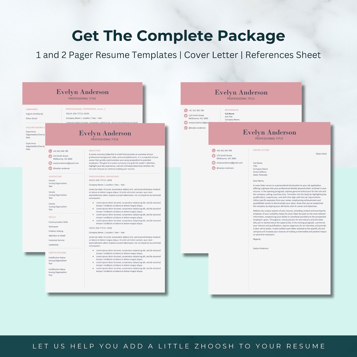 Resume Resume Template Cover Letter Cover Letter Template - Etsy