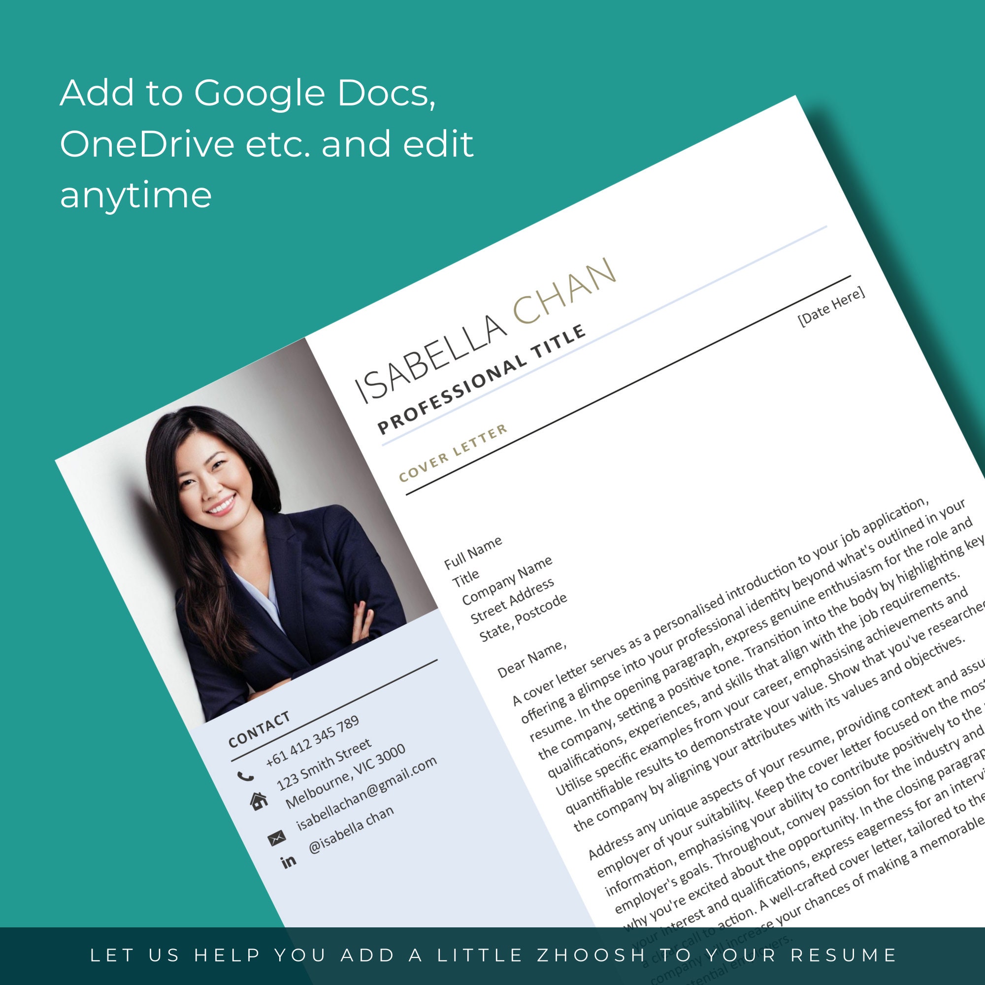 Resume Resume Template Cover Letter Cover Letter Template - Etsy