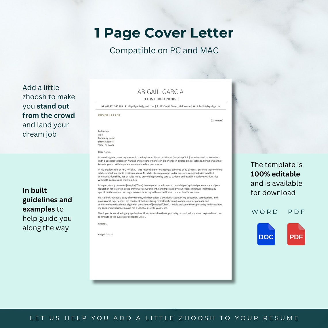 Registered Nurse,nurse Resume,resume Template, Cover Letter, Cover ...