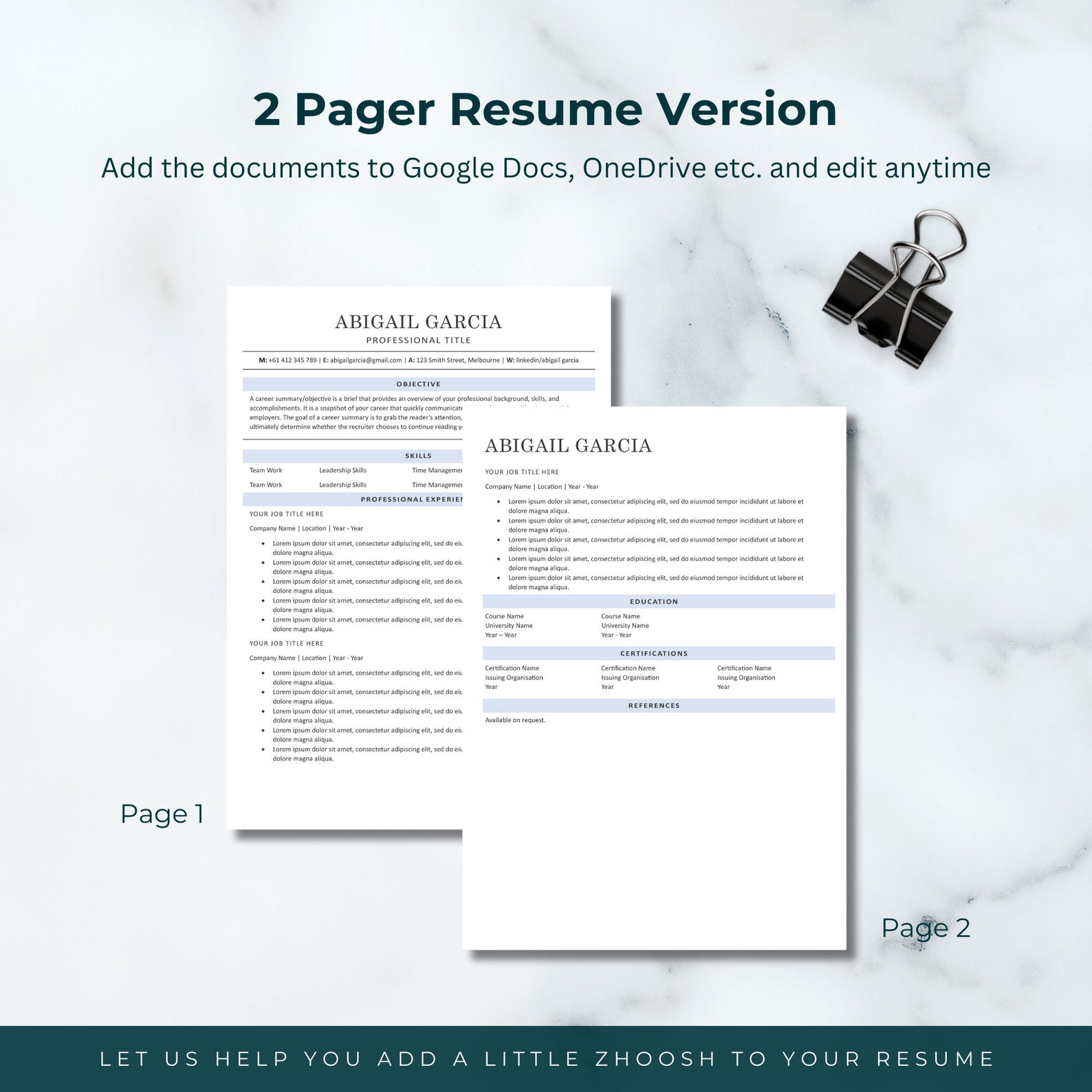 Resume Resume Template Cover Letter Cover Letter Template - Etsy