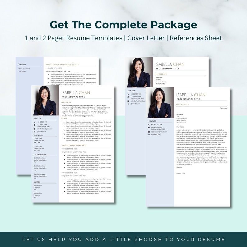 Resume Resume Template Cover Letter Cover Letter Template - Etsy