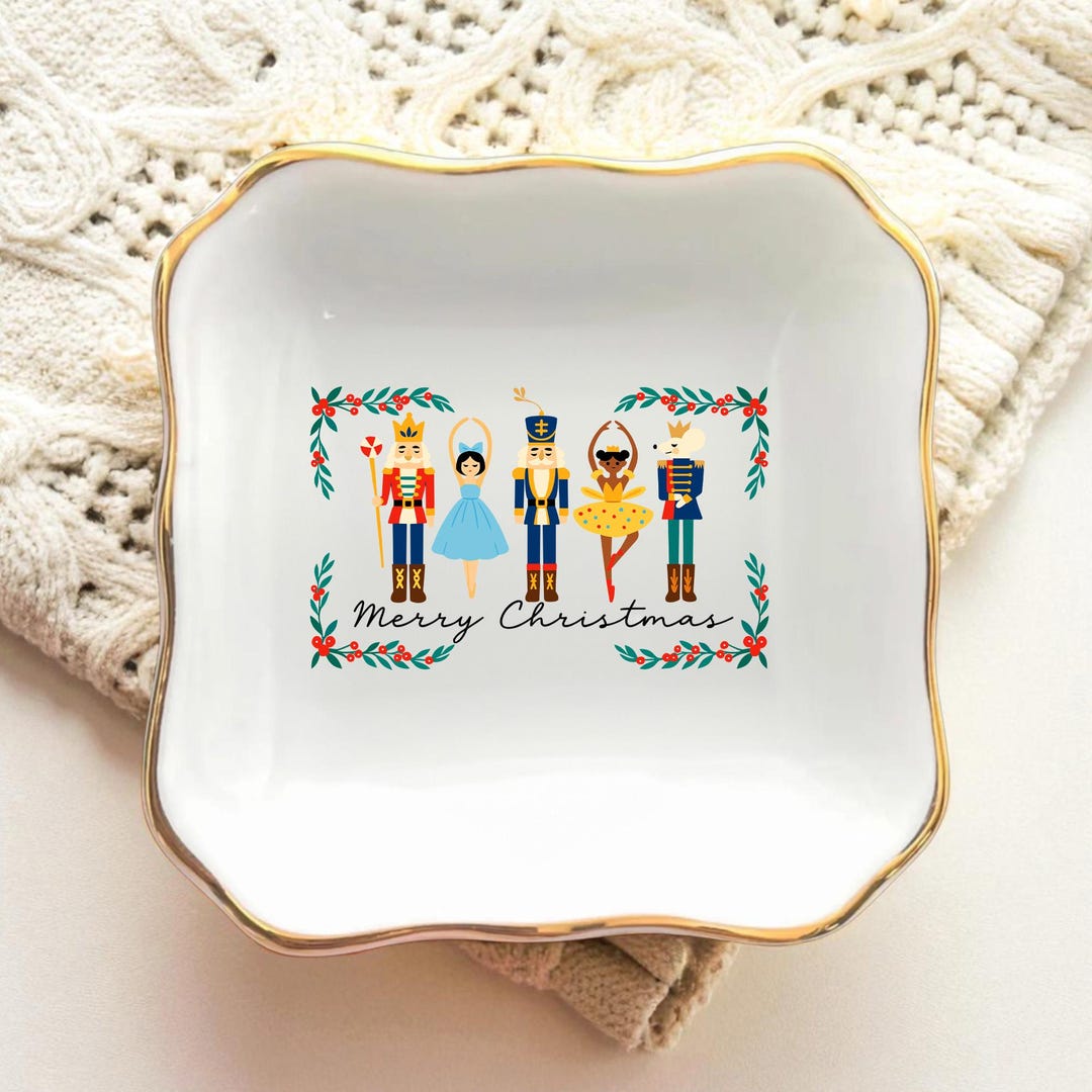 Merry Christmas Ring Dish, Personalized Holiday Jewelry Holder ...