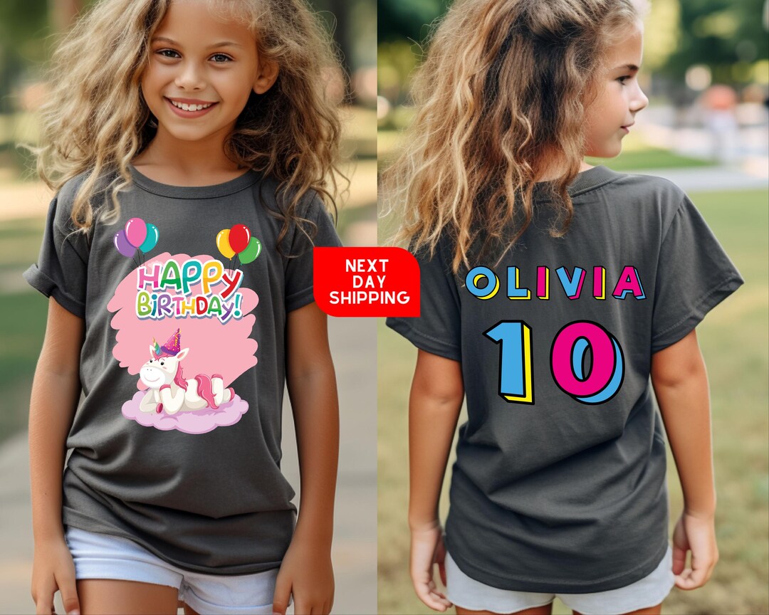 Custom Rainbow Birthday Shirts, Custom Birthday Shirts, Girl Name ...