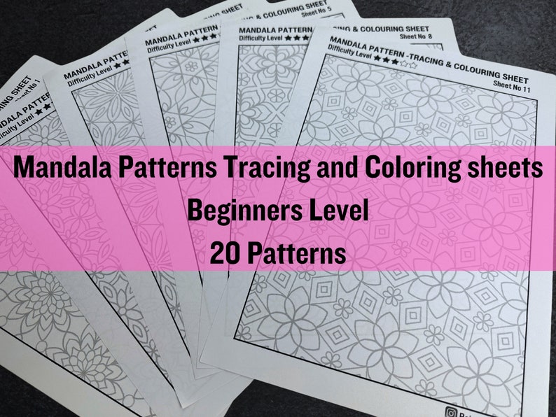 Mandala Tracing and Coloring Sheets - 20 Printable Patterns (digital ...