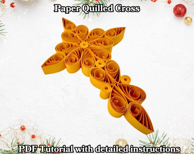 Quilled Paper Art Cross Ornament, Christmas Ornament, Christmas ...