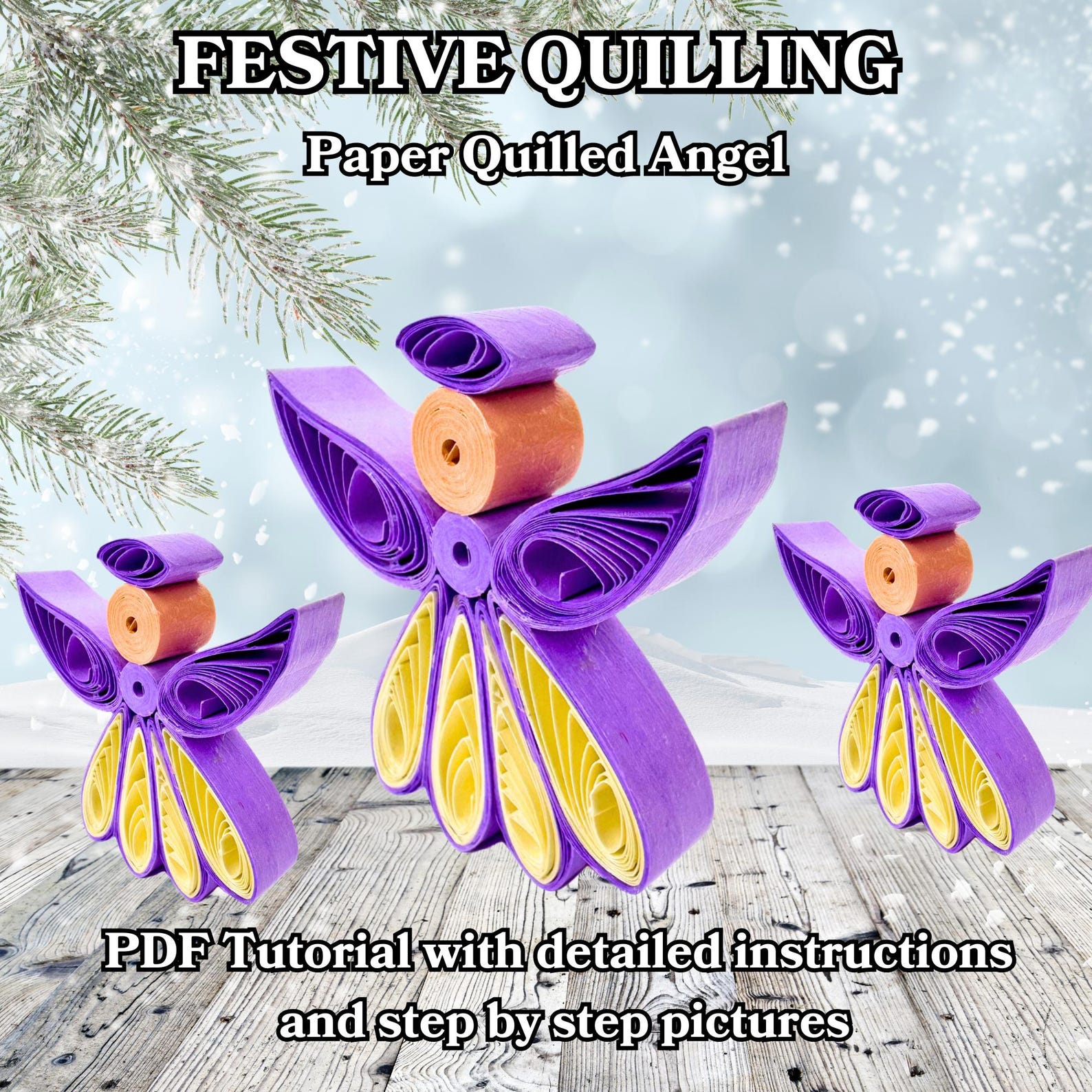 Festive Quilling Angel PDF Tutorial – How to Make Paper Quilled Angels ...