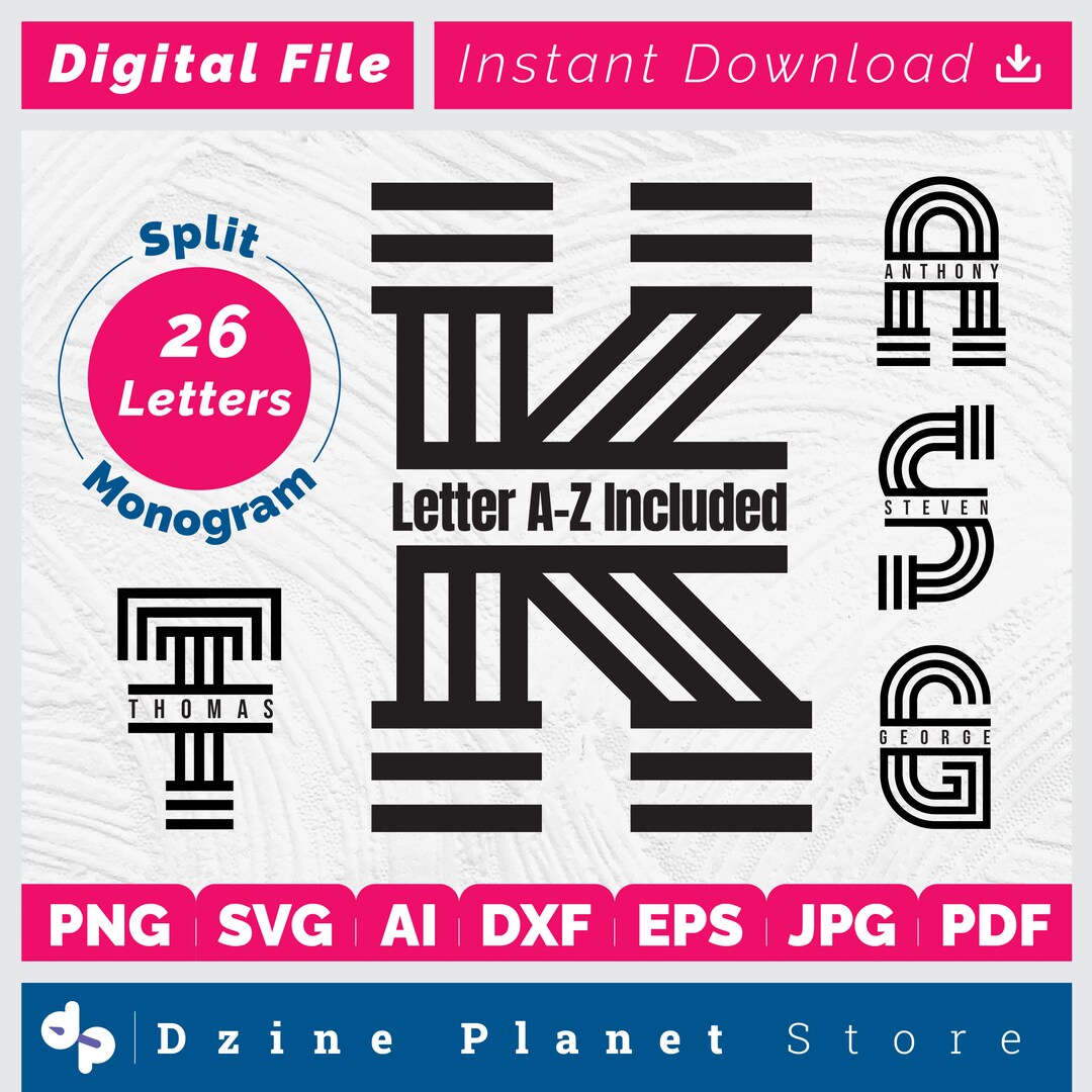 Split Monogram Svg for Circuit, Monogram for Towels, Split Monogram Svg ...