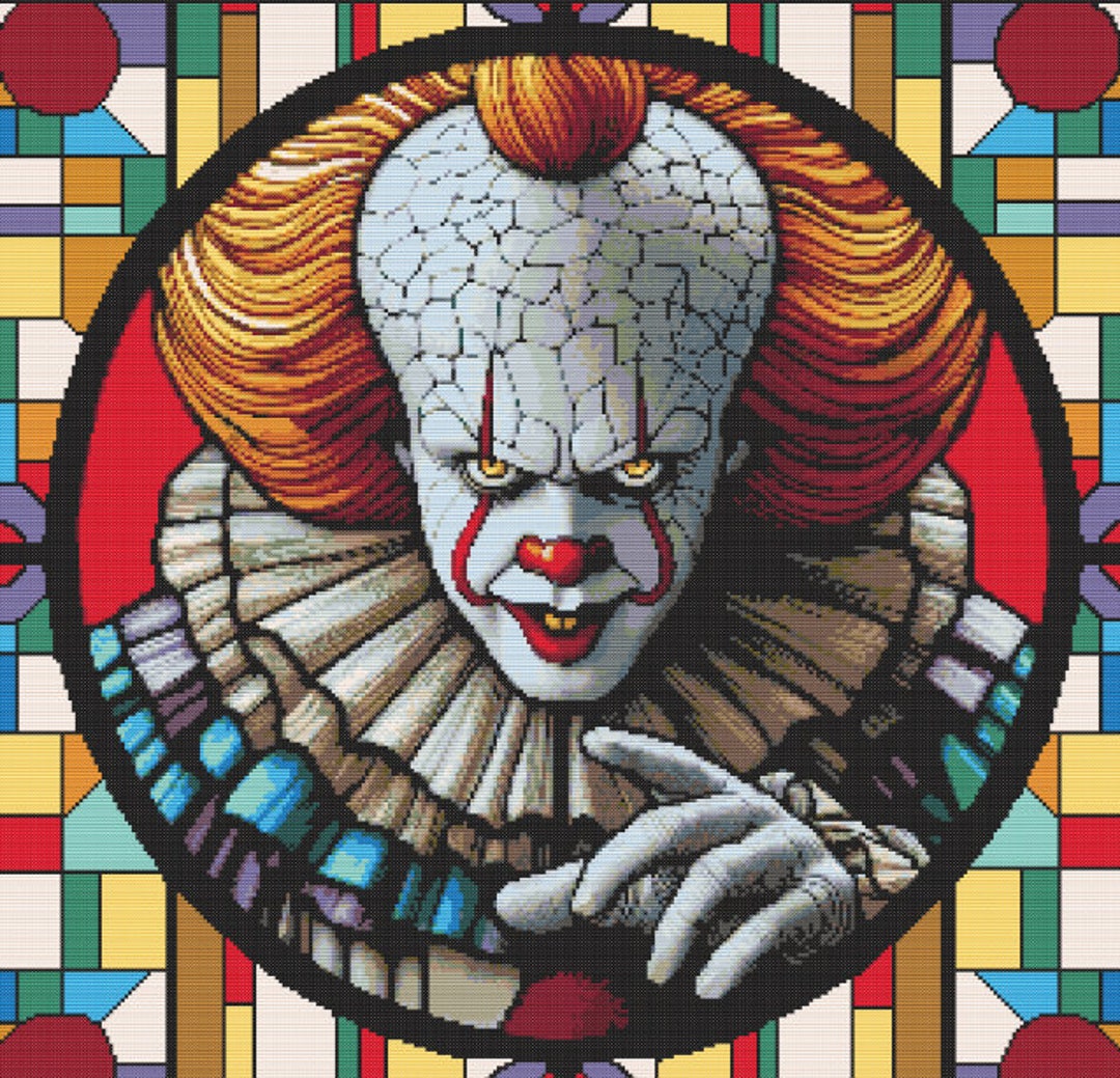 Stained Glass Pennywise Cross Stitch Chart - Etsy