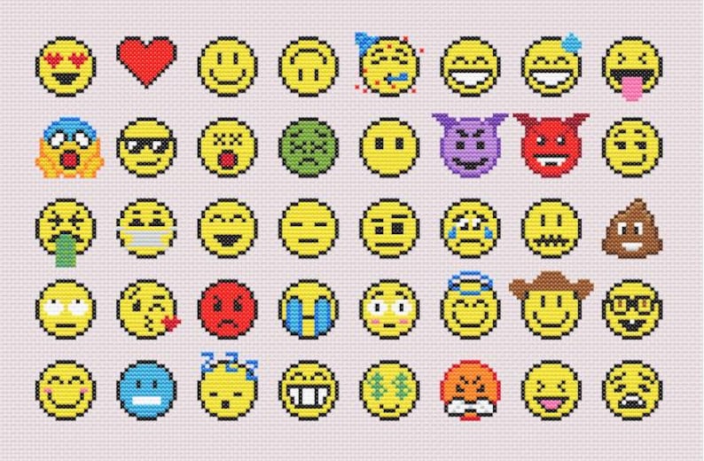 40 Mini Emoji Cross Stitch Patterns - Etsy