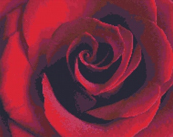 Deep Red Rose Counted Cross Stitch Pattern - Etsy