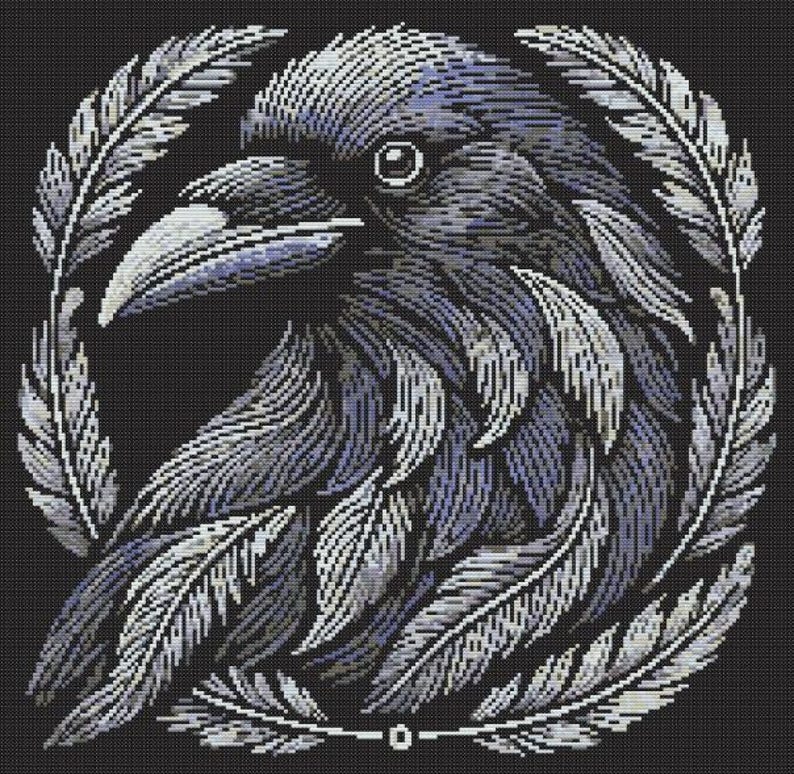 Raven Cross Stitch Pattern - Etsy